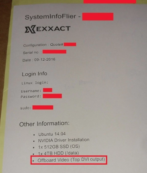 [General] No video on the monitor – Exxact Corporation